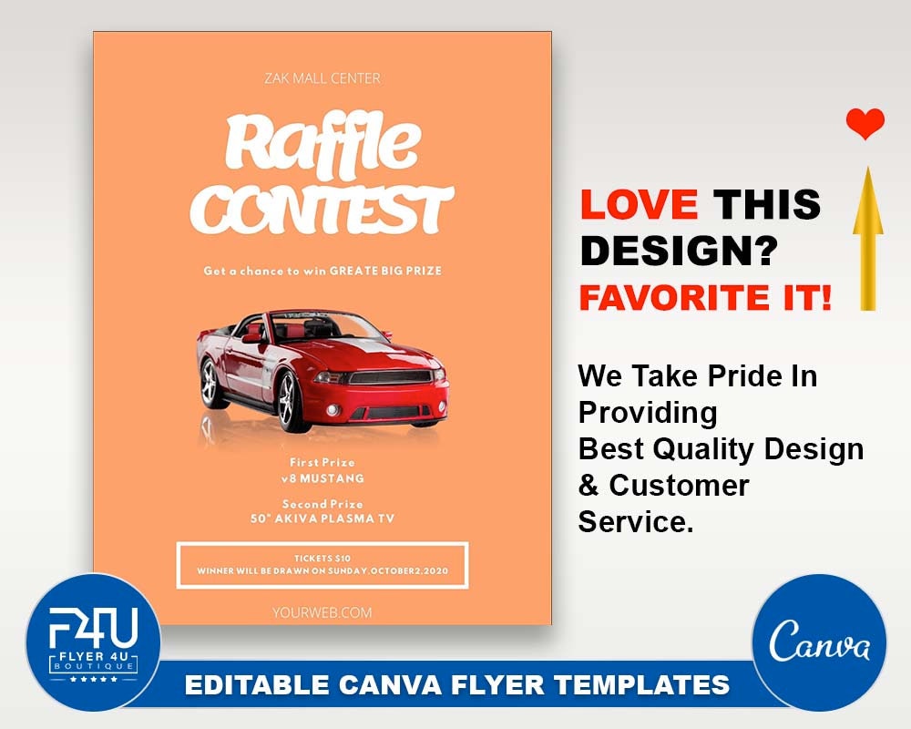 Raffle Flyer DIY Canva Raffle Flyer Template 2022 Editable - Etsy