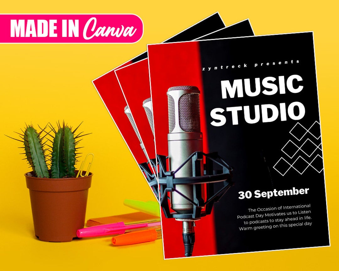 Music Studio Flyer, DIY Canva Music Studio Flyer Template, Editable US ...