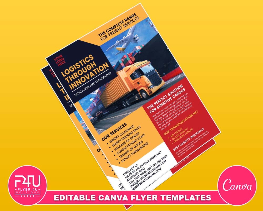 Freight Flyer, DIY Canva Freight Flyer, Editable Canva US Letter Size ...