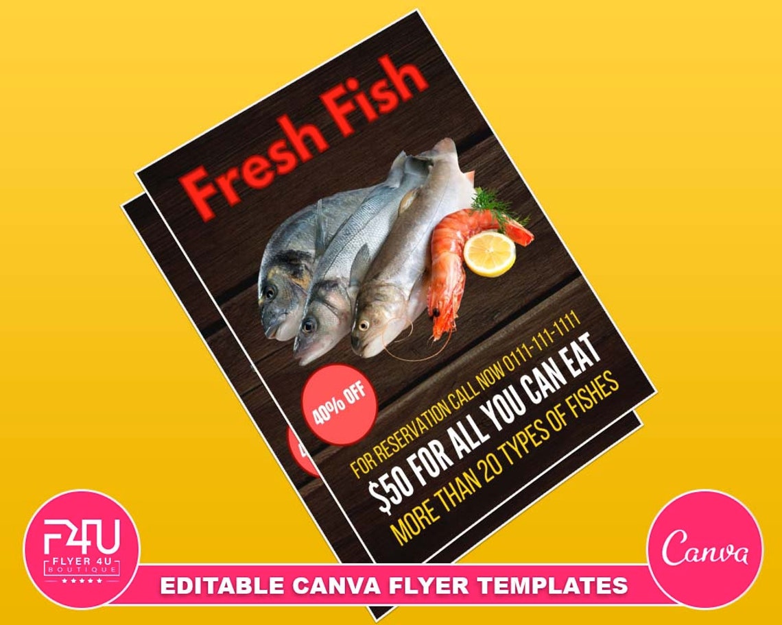 Fish Sale Flyer DIY Canva Fish Sale Templates Editable Canva - Etsy