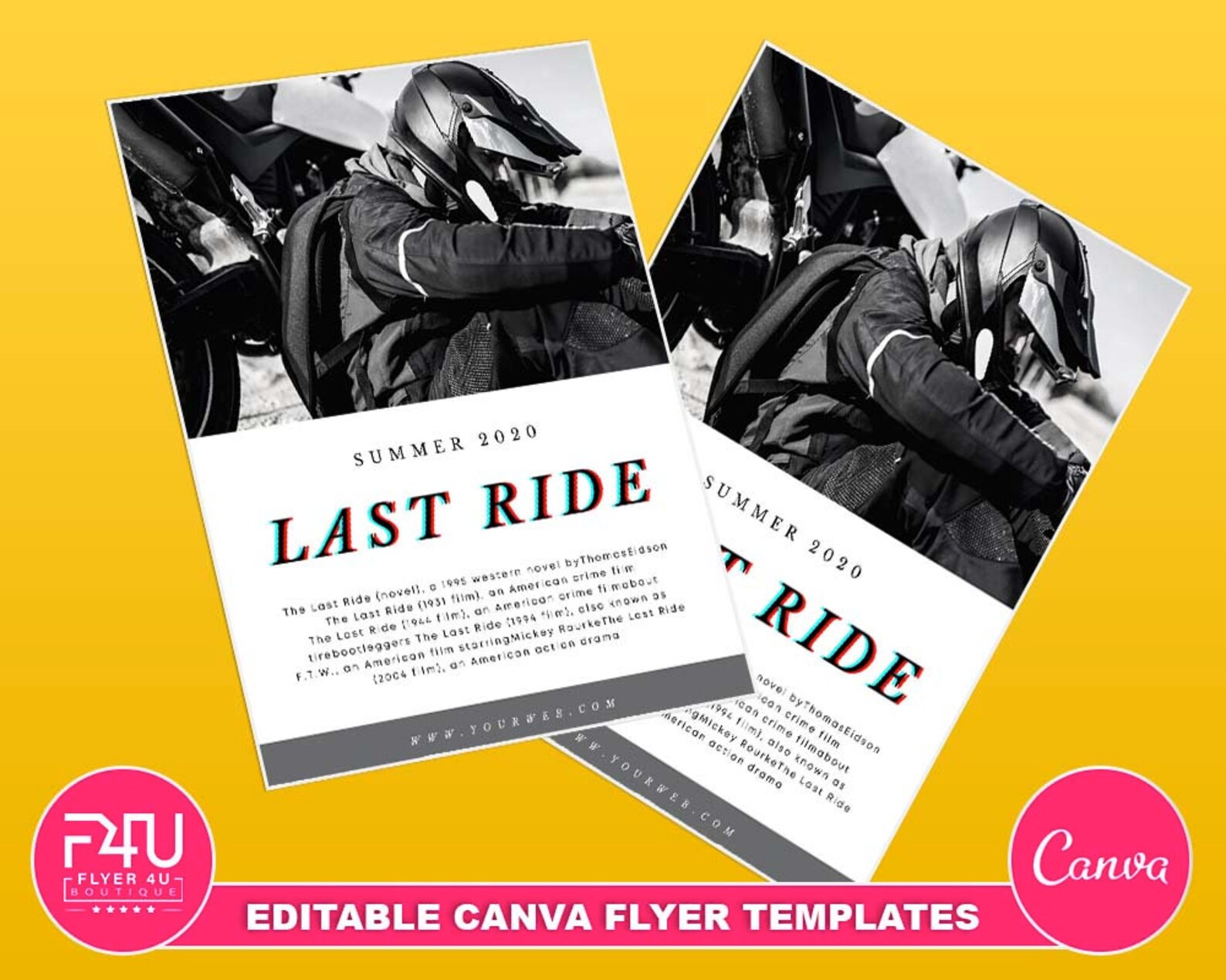 Last Ride Flyer, DIY Canva Last Ride Flyer Template, Editable Canva US ...