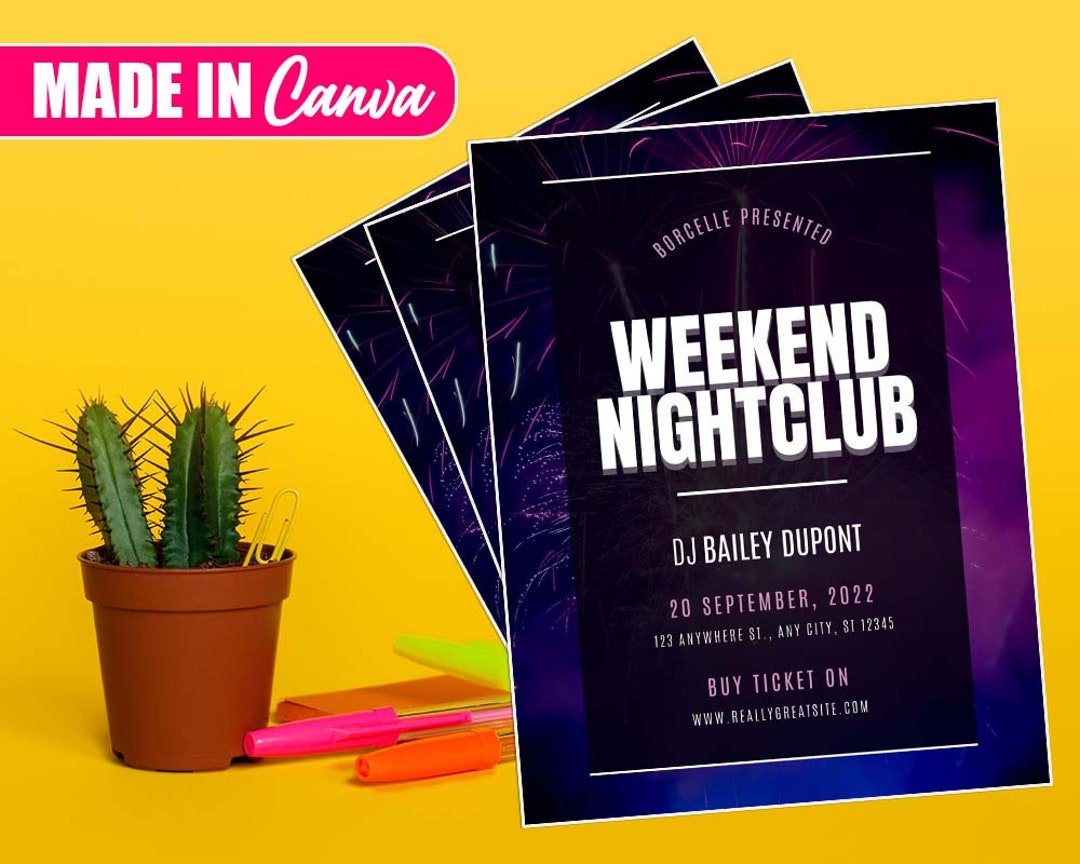 Weekend Nightclub Flyer, DIY Canva Weekend Nightclub Flyer Template ...