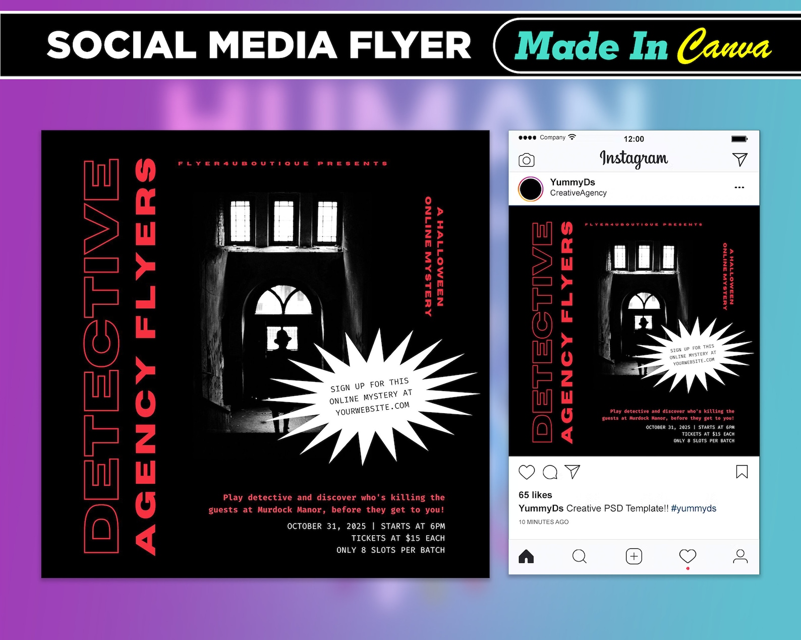 Detective Agency Flyer, DIY Canva Detective Flyer Template 2022 ...