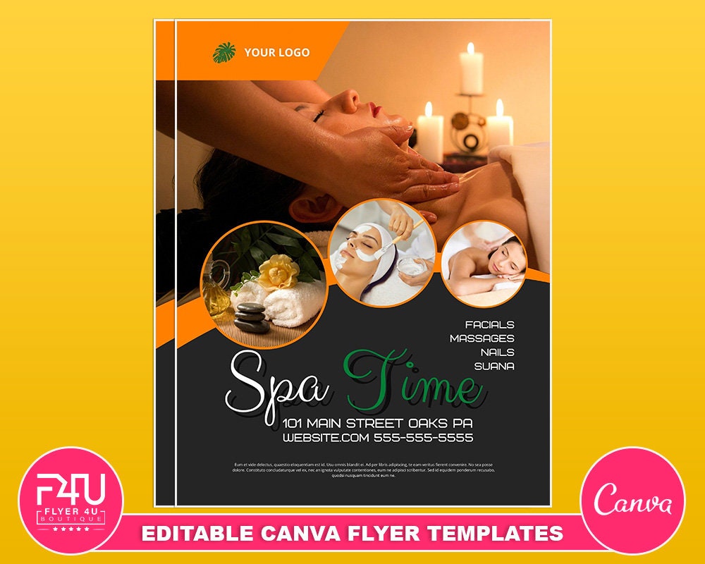 Day Spa Flyer, DIY Canva Day Spa Flyer Template 2022, Editable Canva US ...