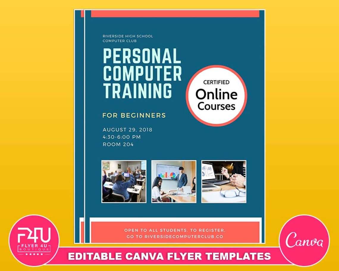 Personal Computer Training Flyer DIY Canva Personal Computer - Etsy