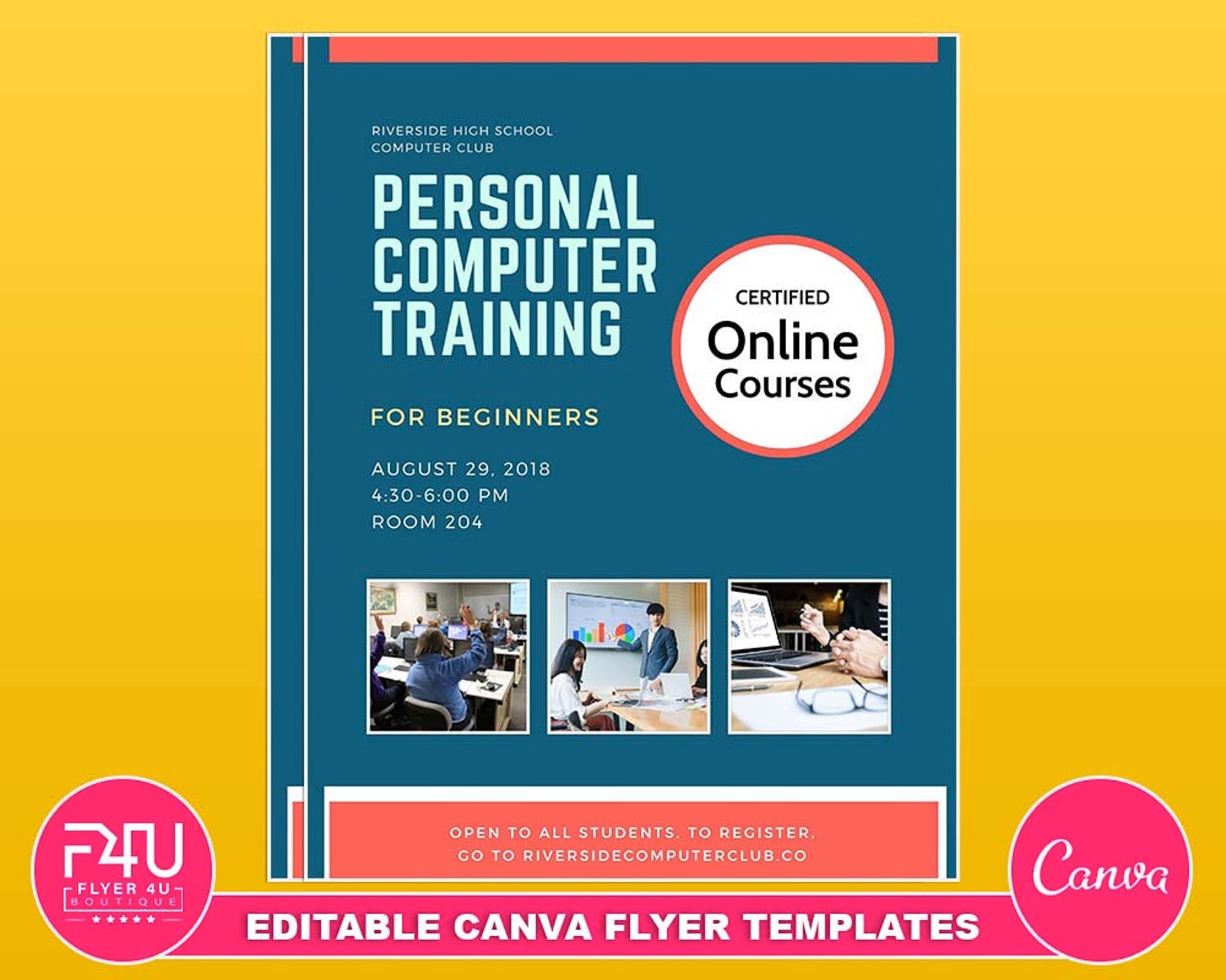 Personal Computer Training Flyer, DIY Canva Personal Computer Training ...