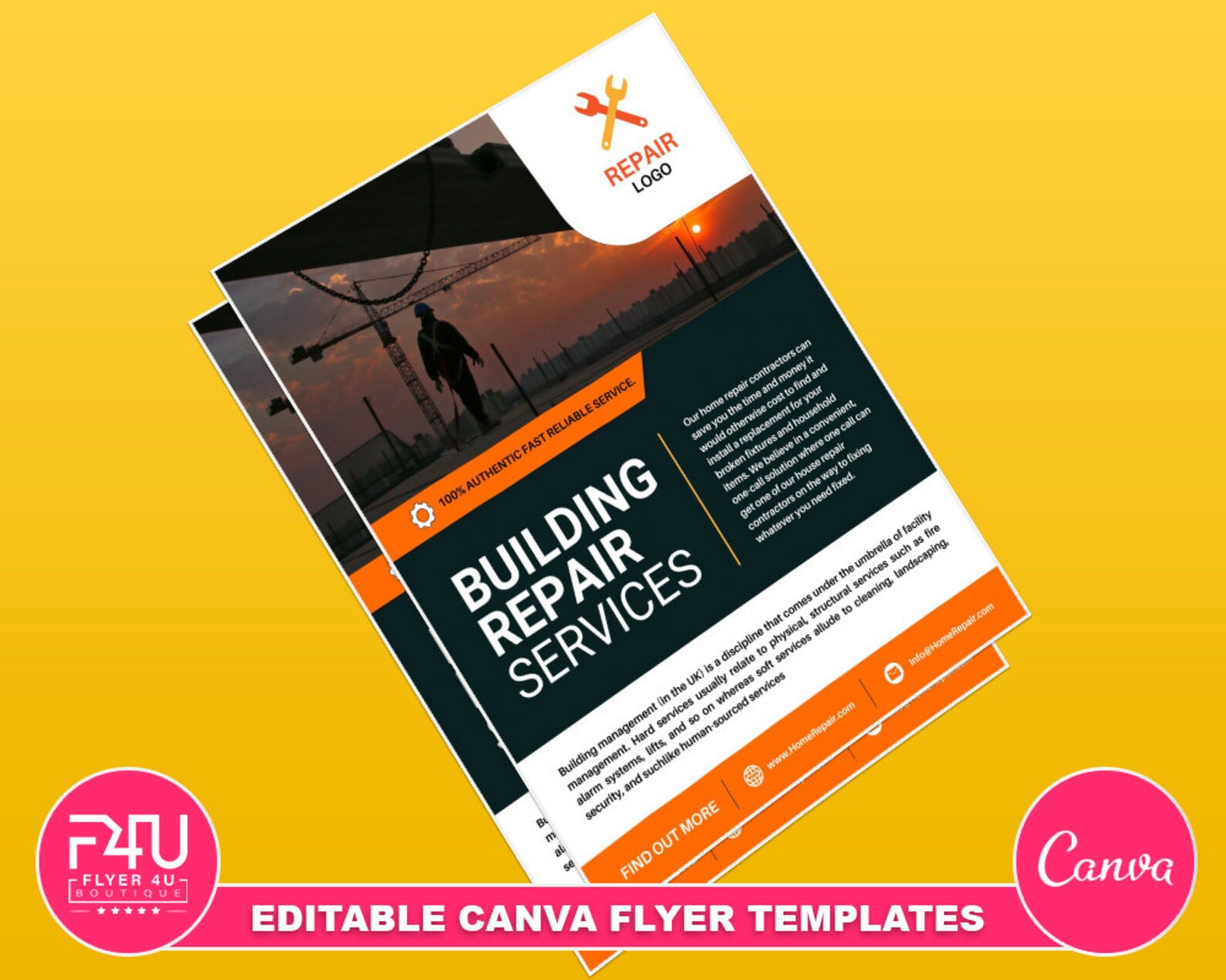 Building Maintenance Service Flyer, DIY Canva Building Maintenance ...