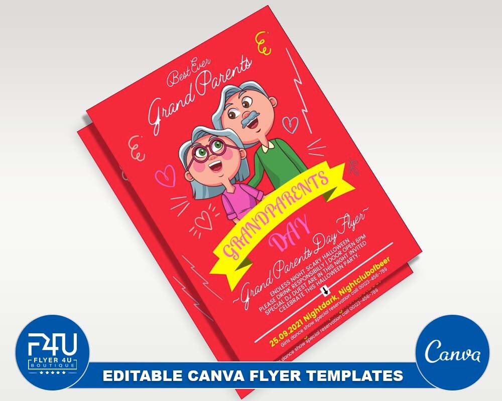 Grandparents Day Flyer, DIY Canva Grandparents Day Flyer Template 2022 ...