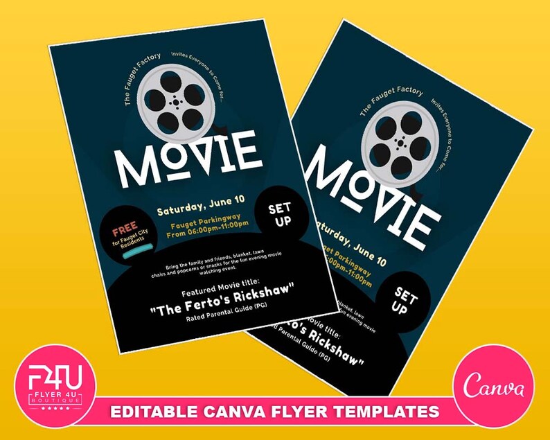 Movie Flyer, DIY Canva Movie Templates, Editable Canva US Letter Size ...