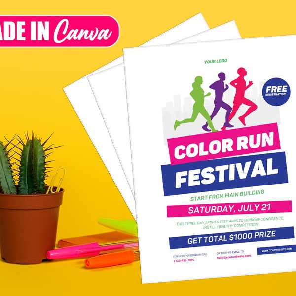 Color Run Flyer - Etsy