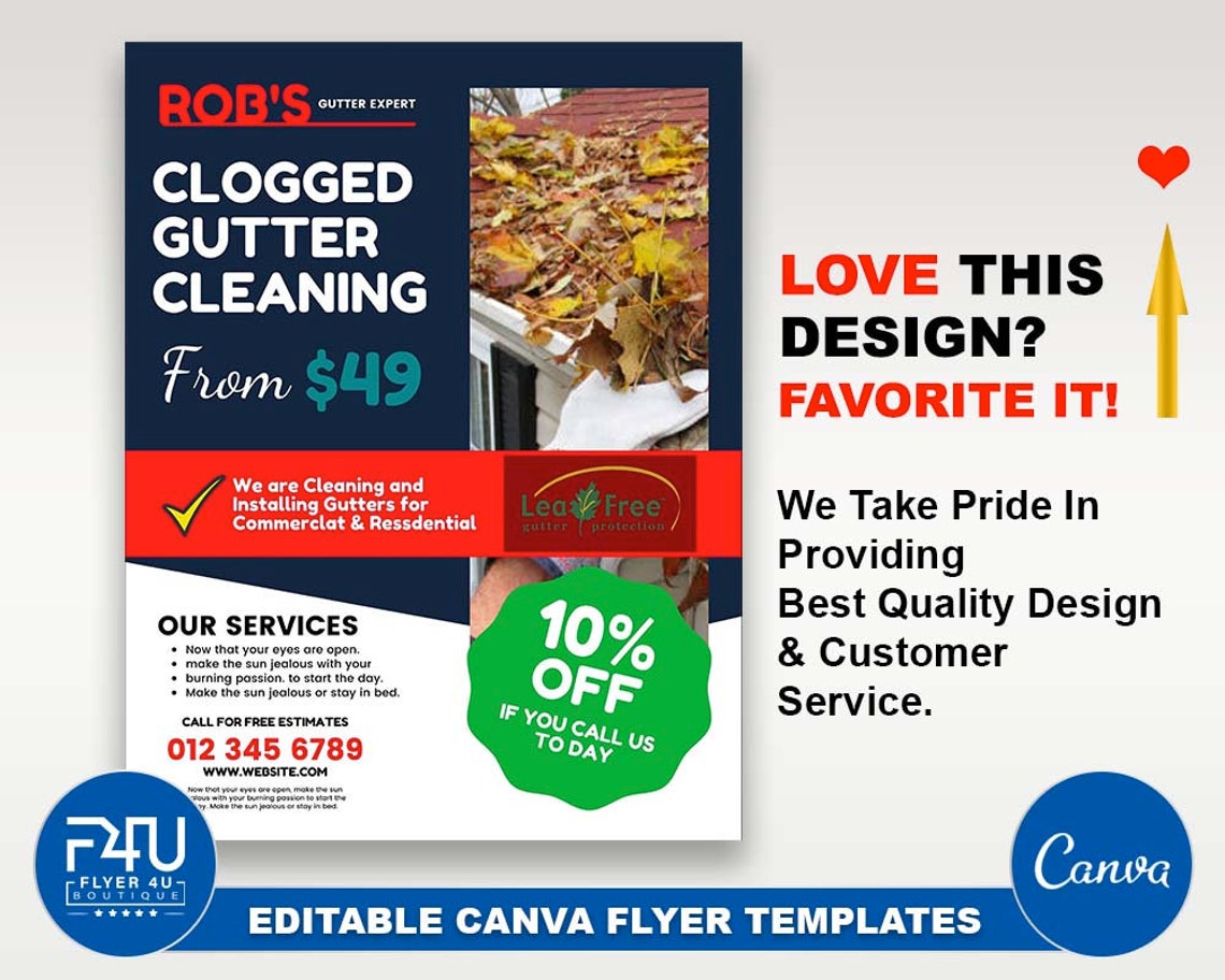 Gutter Cleaning Flyer DIY Canva Gutter Cleaning Flyer | Etsy