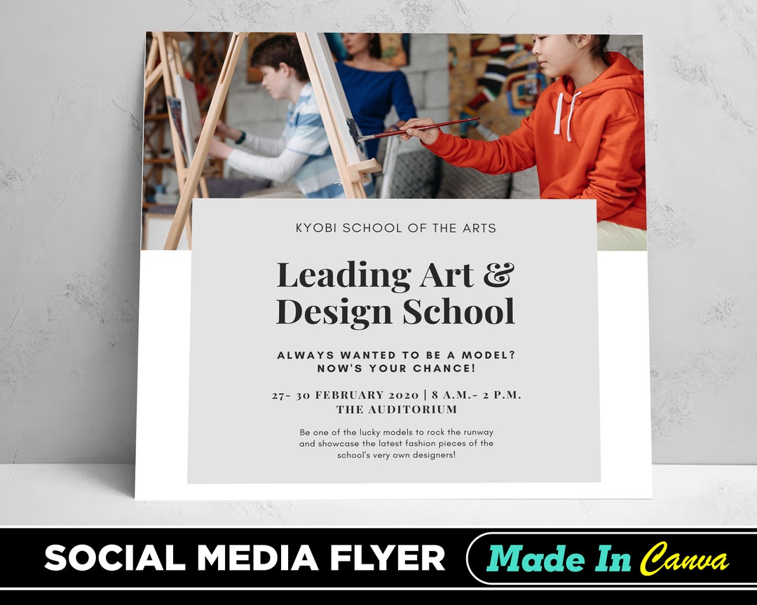 Art & Design School Flyer, DIY Canva Art Design School Flyer Template ...