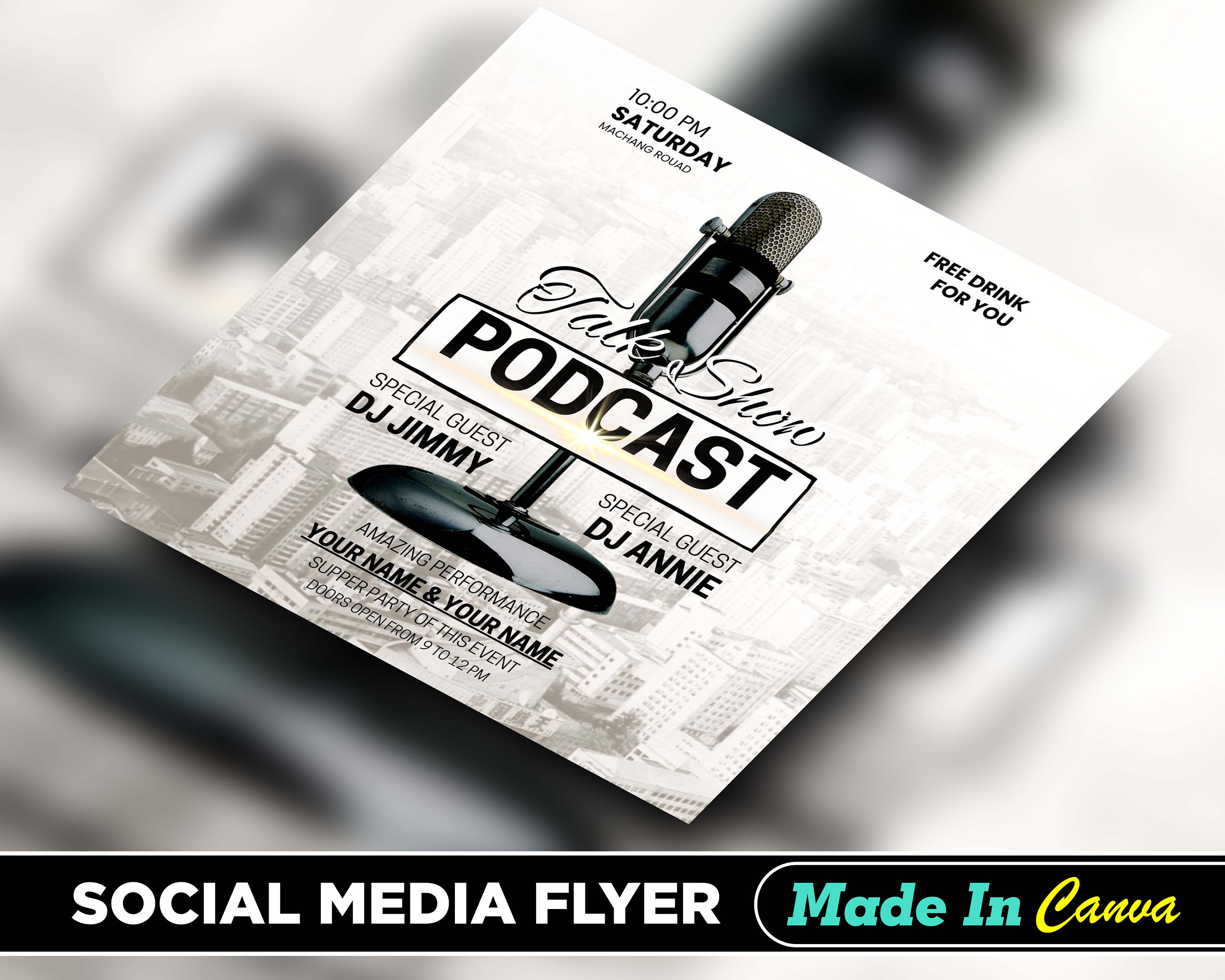 Podcast Flyer, DIY Canva Podcast Flyer Template 2022, Editable Social ...