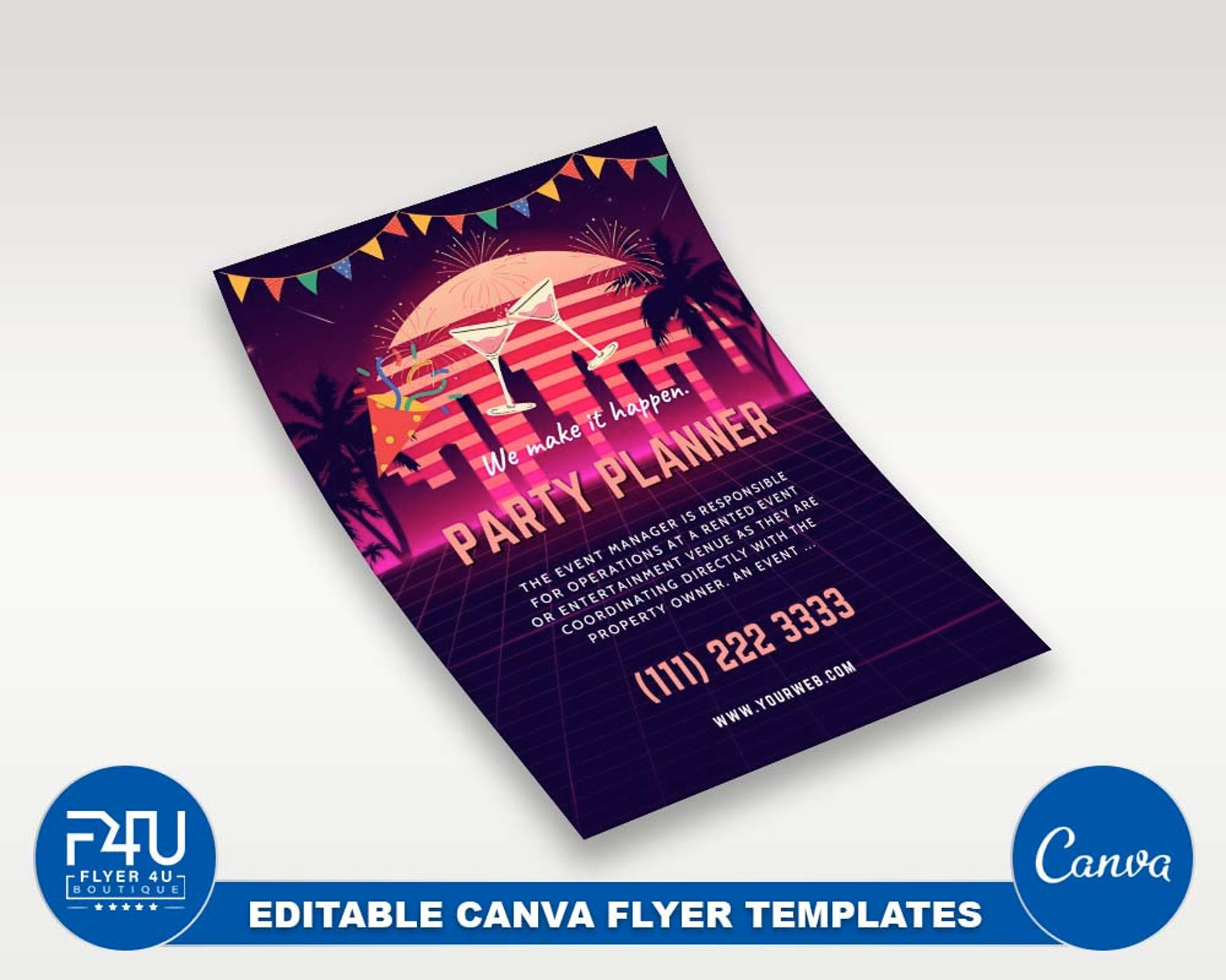 Party Planner Flyer DIY Canva Party Planner Flyer Template - Etsy
