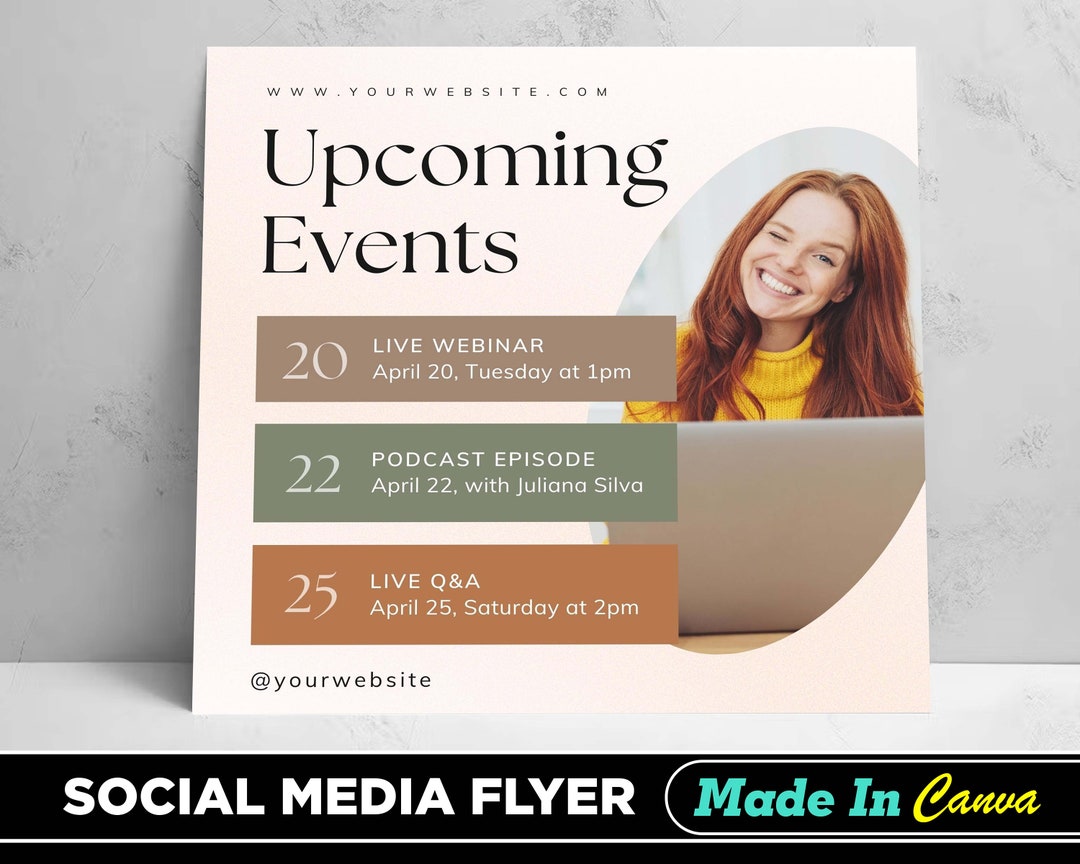 Upcoming Events Flyer, DIY Canva Upcoming Events Flyer Template ...