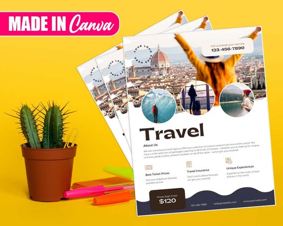 Travel Flyer DIY Canva Travel Templates Editable Canva US | Etsy