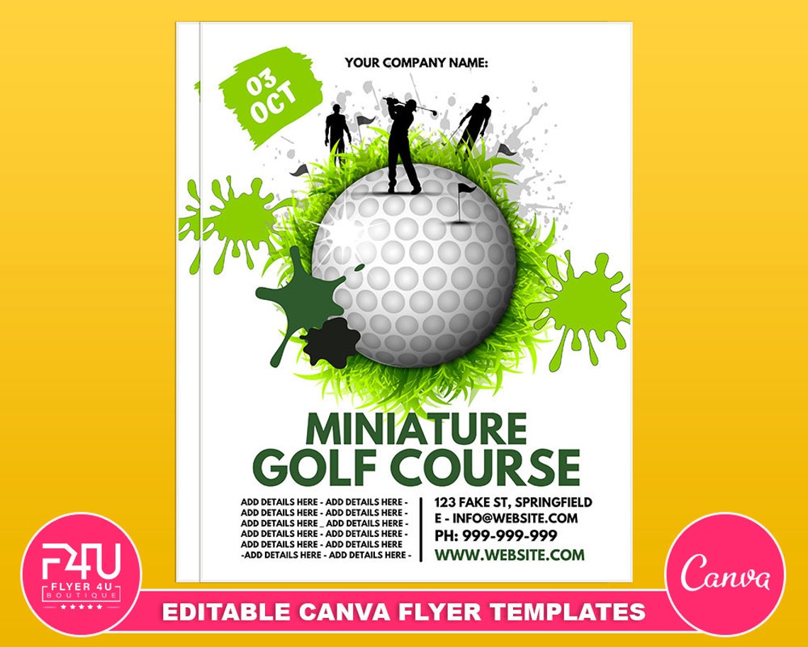 Miniature Golf Course Flyer DIY Canva Miniature Golf Course - Etsy