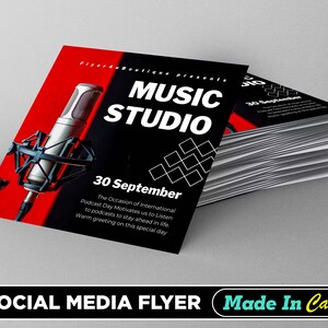 Music Studio Flyer, DIY Canva Music Studio Flyer Template, Editable ...