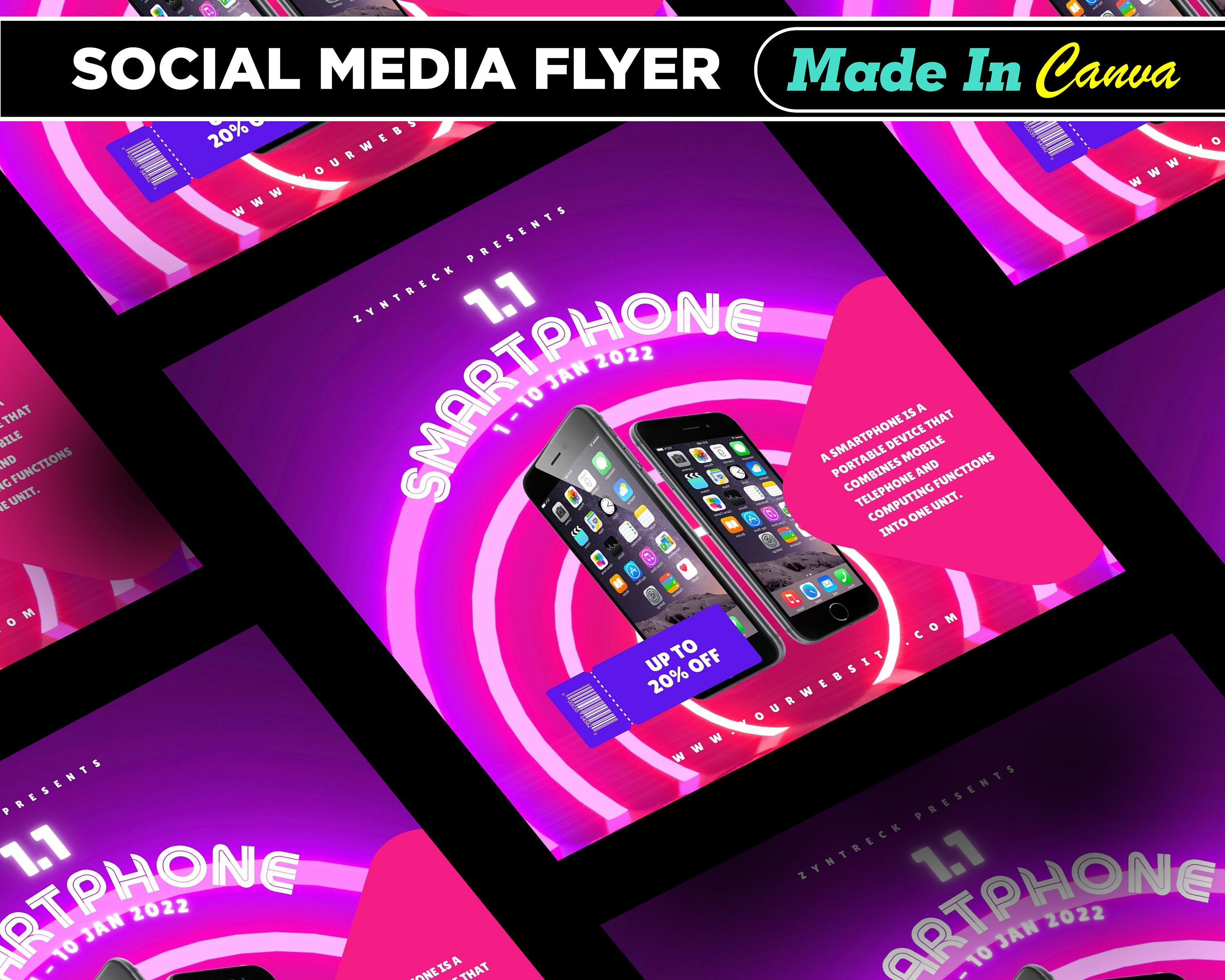 Smartphone Flyer, DIY Canva Smartphone Flyer Template 2022, Editable ...