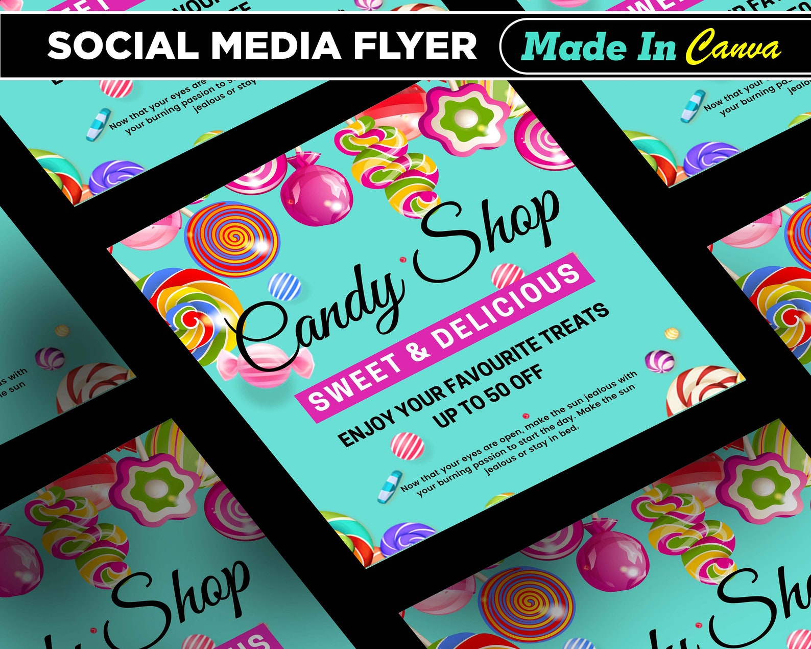 Candy Shop Flyer DIY Canva Candy Shop Flyer Template 2022 - Etsy