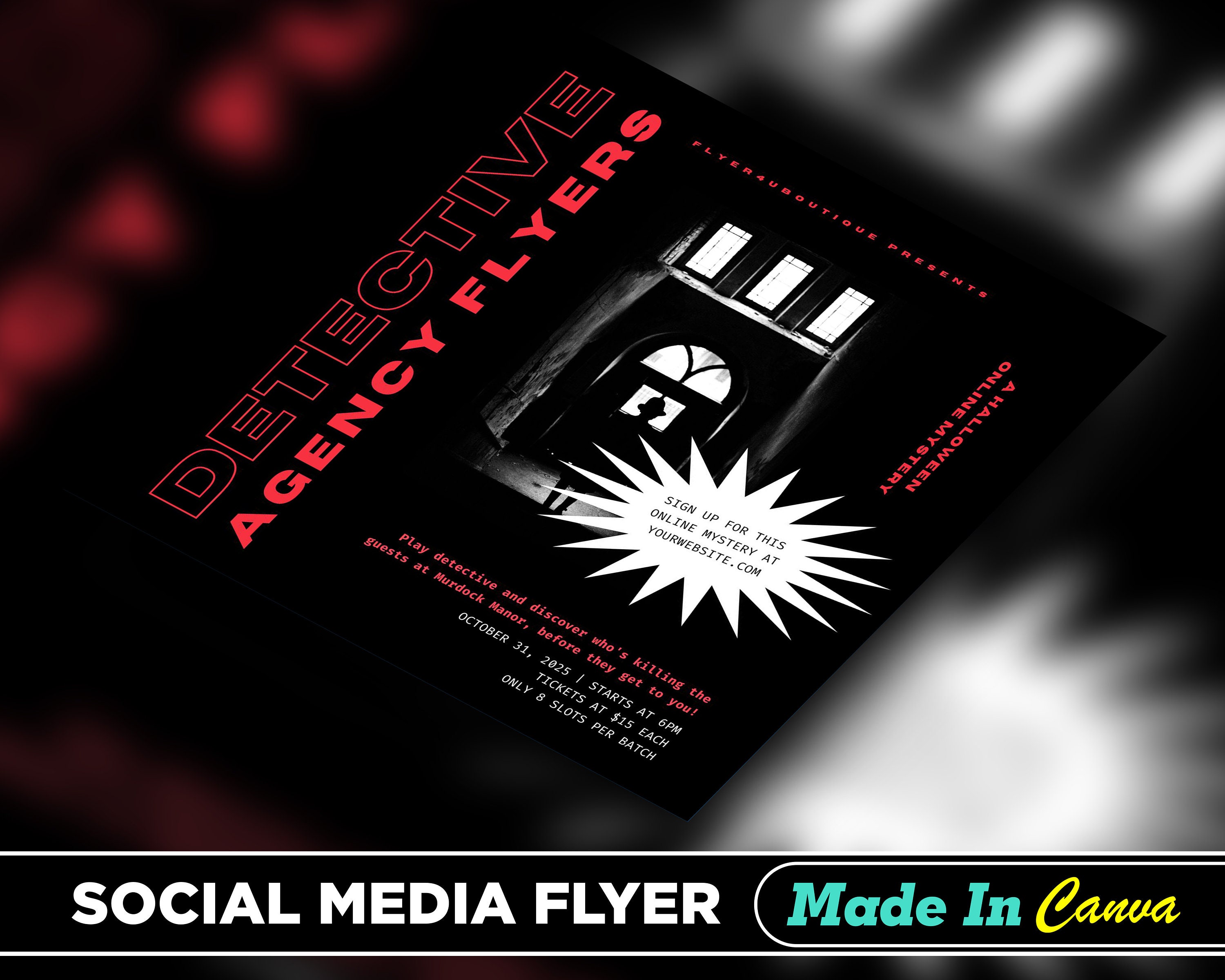 Detective Agency Flyer, DIY Canva Detective Flyer Template 2022 ...