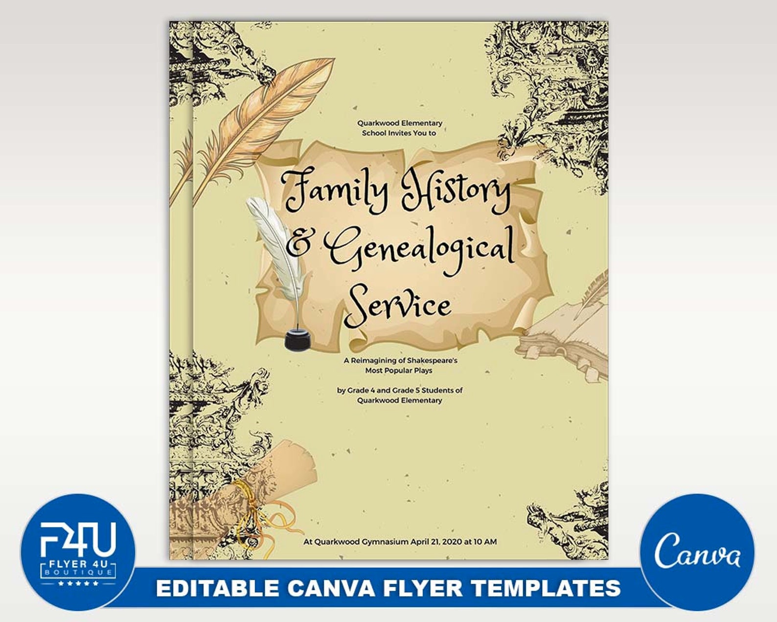 Genealogical Service Flyer, DIY Canva Genealogical Service Flyer ...