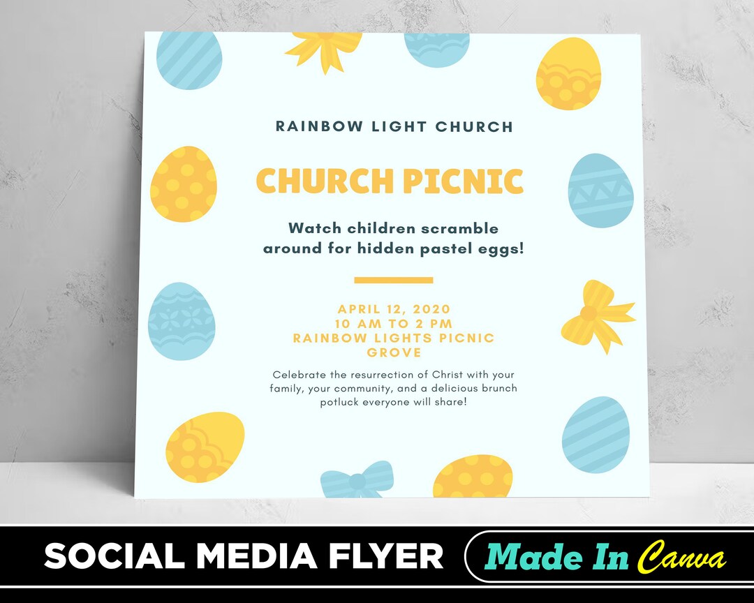 Church Picnic Flyer, DIY Canva Church Picnic Template 2022, Editable ...