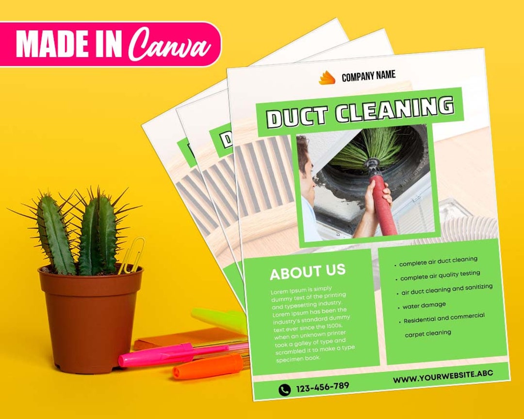 Duct Cleaning Flyer, DIY Canva Duct Cleaning Flyer, Editable Canva US ...