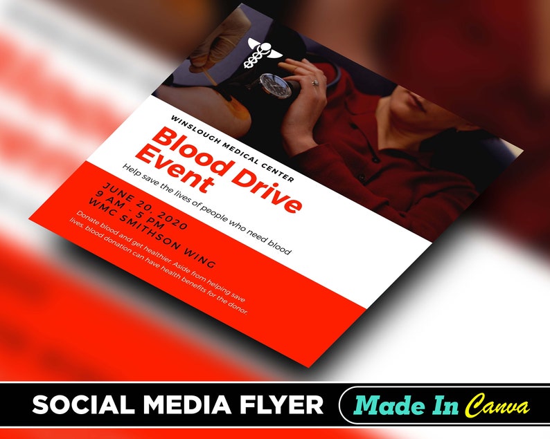 Blood Drive Event Flyer DIY Canva Blood Drive Event Flyer - Etsy
