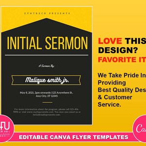 Initial Sermon Flyer, DIY Canva Initial Sermon Flyer Template, Editable ...