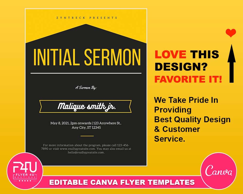 Initial Sermon Flyer DIY Canva Initial Sermon Flyer Template - Etsy