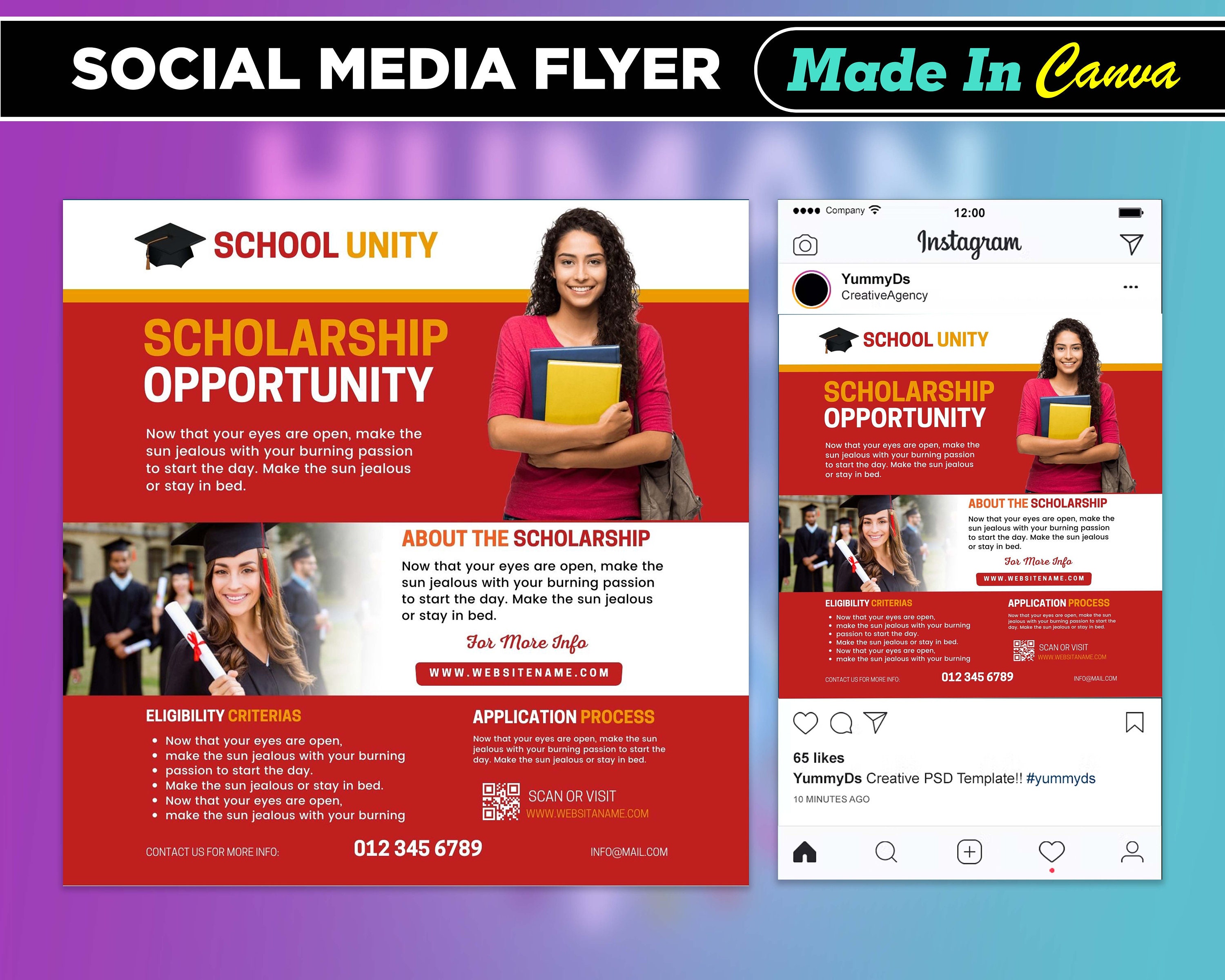 Scholarship Flyer Diy Canva Scholarship Flyer Template 2022 Editable