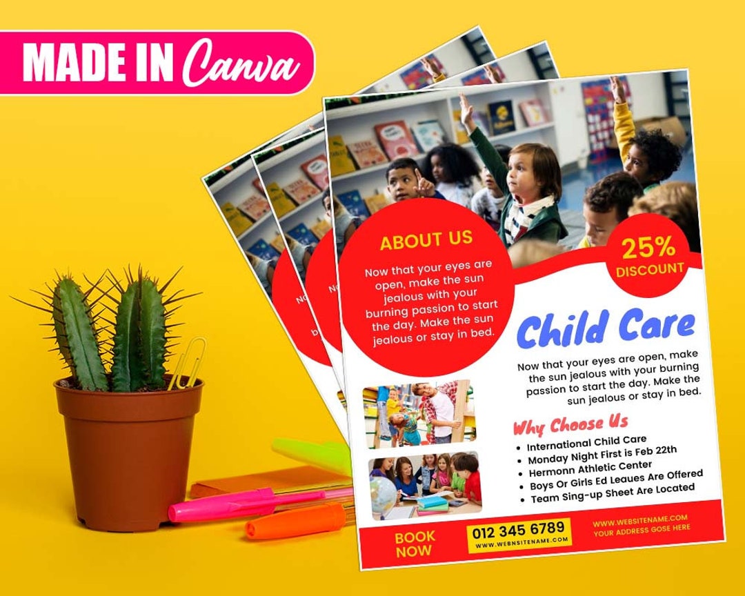 Child Care Flyer, DIY Canva Child Care Flyer, Editable Canva US Letter ...