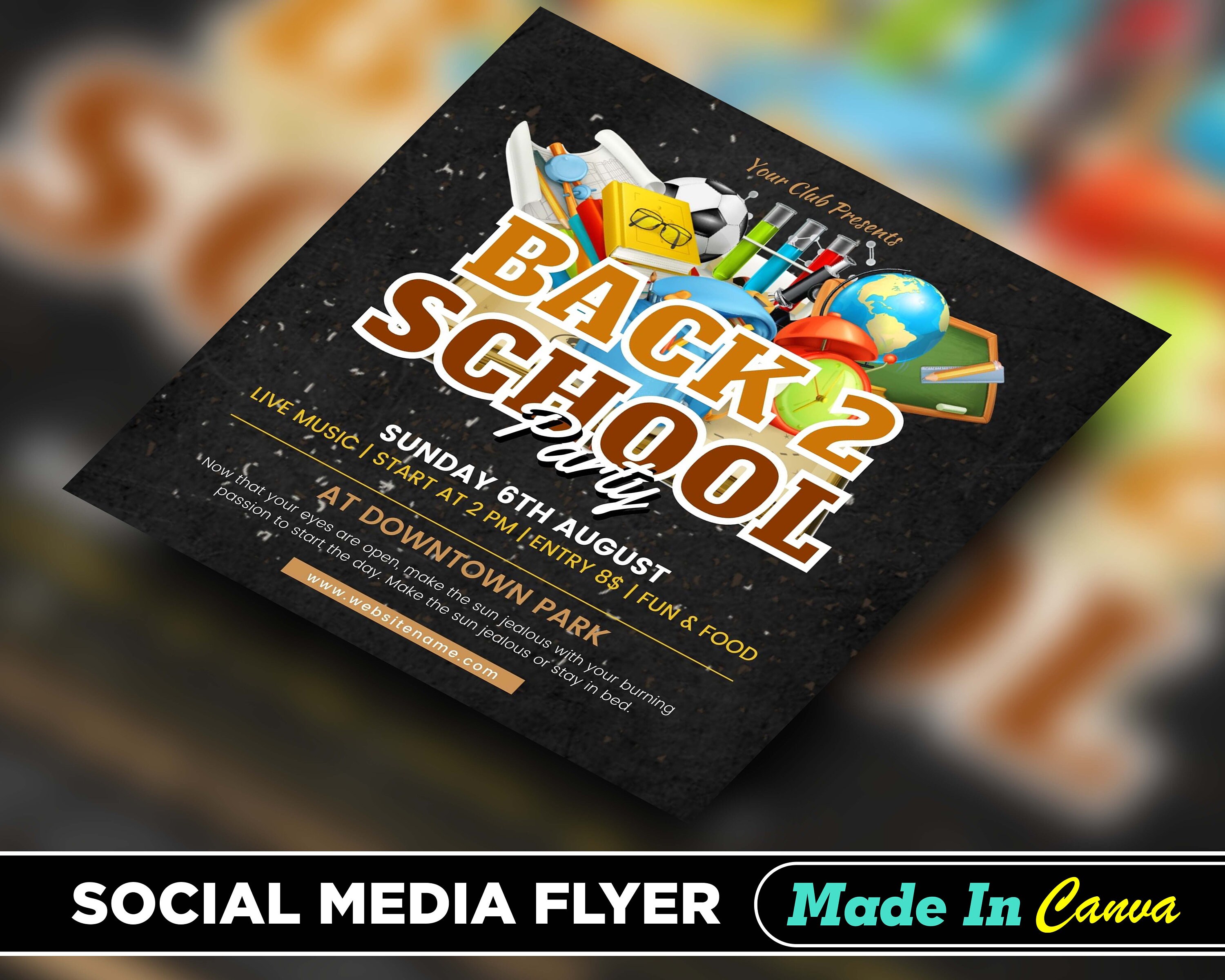 School Party Flyer, DIY Canva School Party Flyer Template 2022 ...