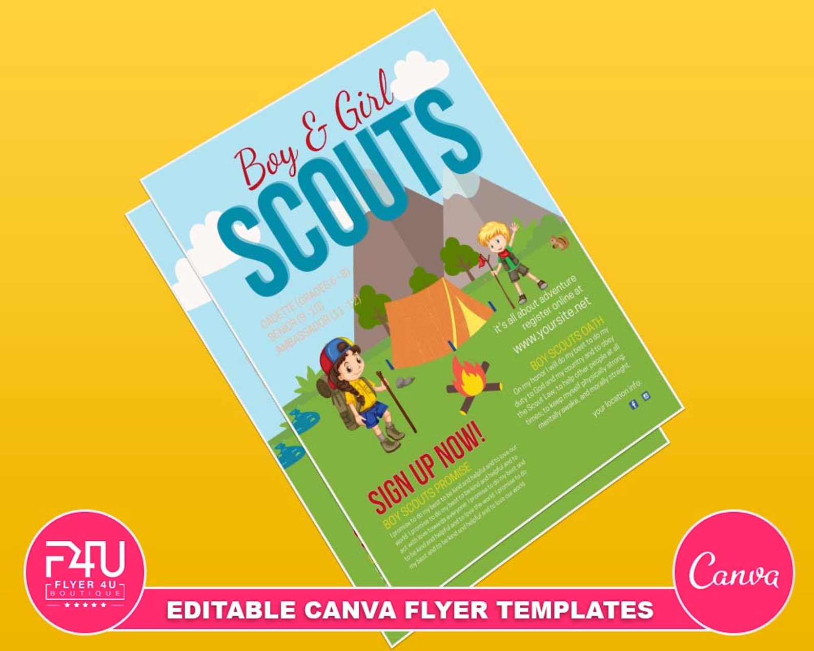 Scouts Flyer, DIY Canva Scouts Flyer Template 2022, Editable Canva US ...