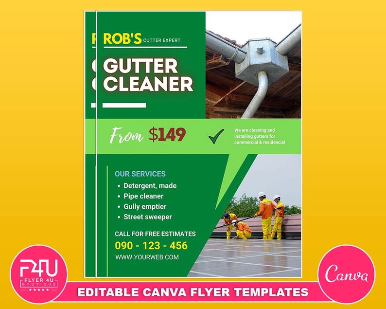 Gutter Cleaning Flyer DIY Canva Gutter Cleaning Flyer - Etsy