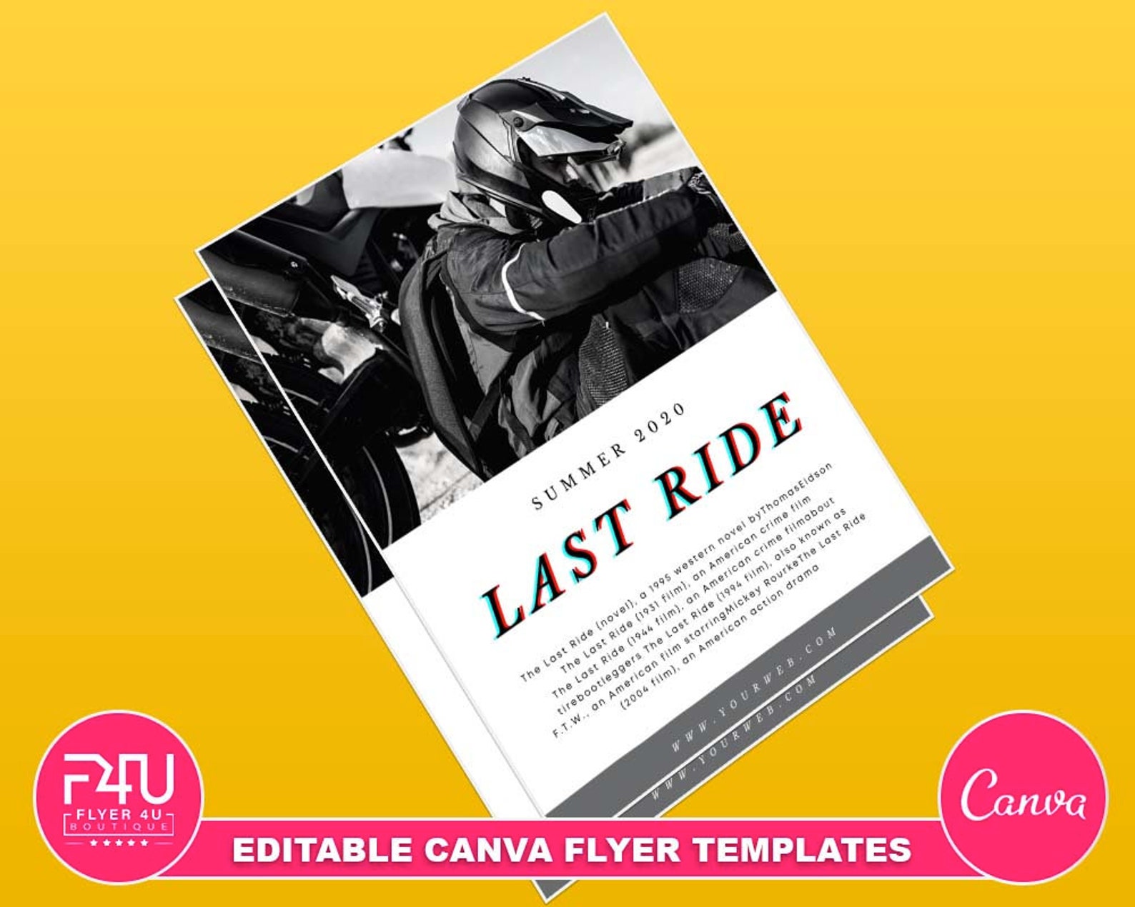 Last Ride Flyer, DIY Canva Last Ride Flyer Template, Editable Canva US ...