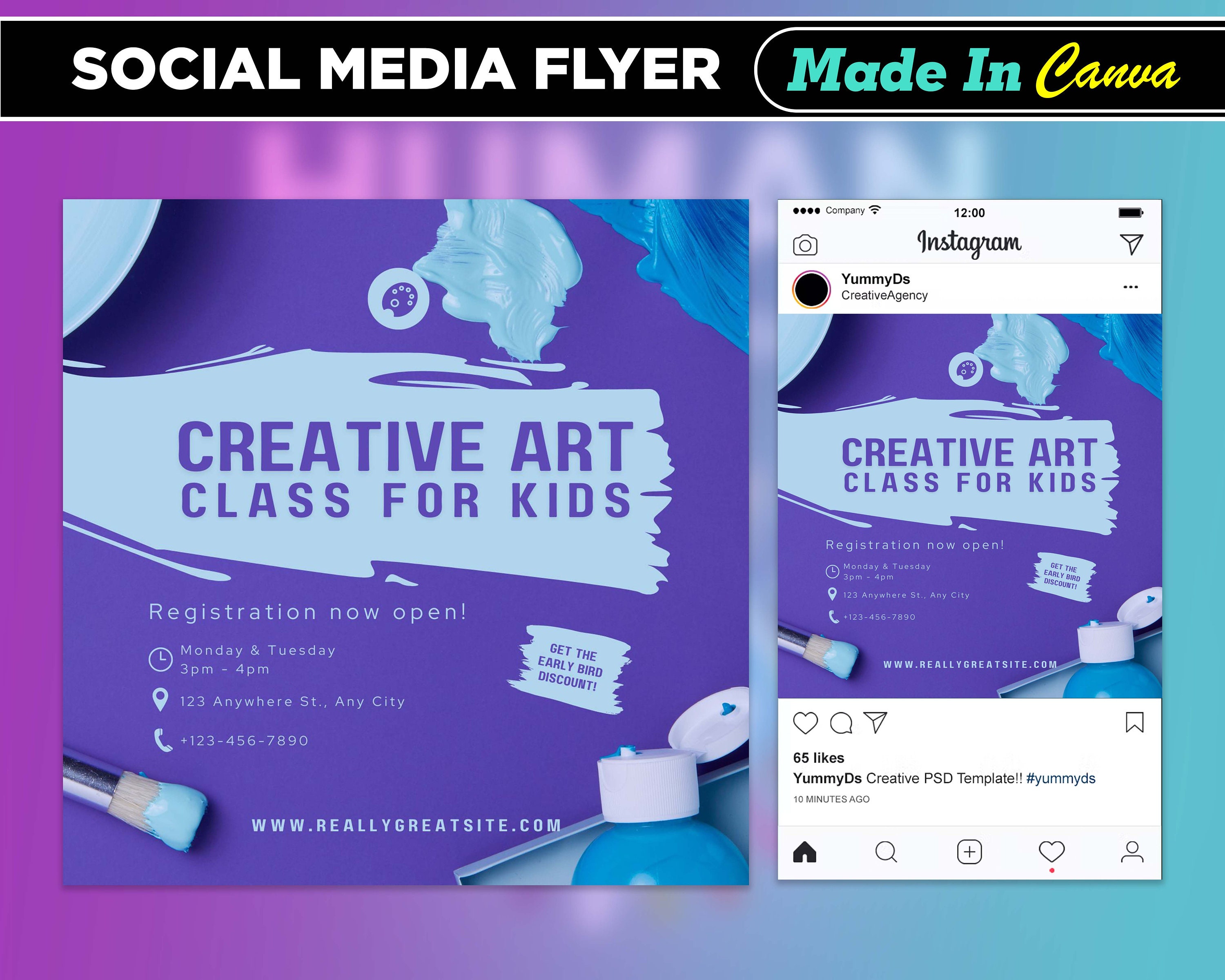Creative Art Class Flyer, DIY Canva Creative Art Class Flyer Template ...