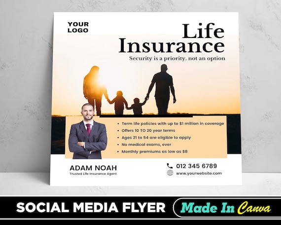 Life Insurance Flyer DIY Canva Life Insurance Flyer Template - Etsy