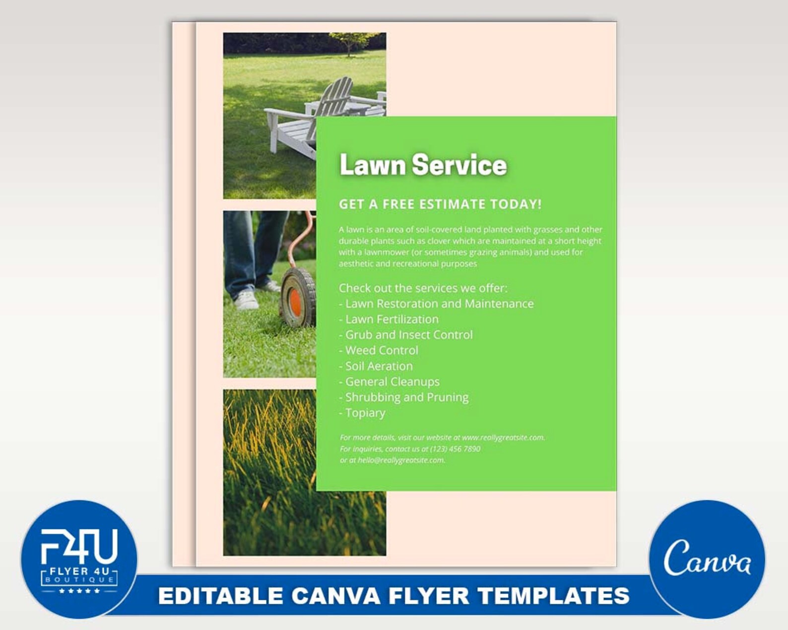 Lawn Service Flyer DIY Canva Lawn Service Flyer Template - Etsy