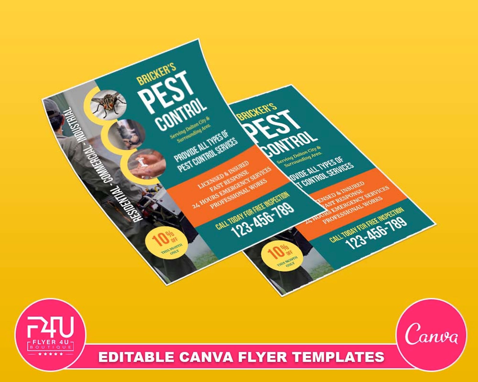 Pest Control Service Flyer, DIY Canva Pest Control Service Flyer ...