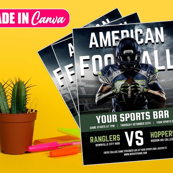 Football Template for Canva - Etsy