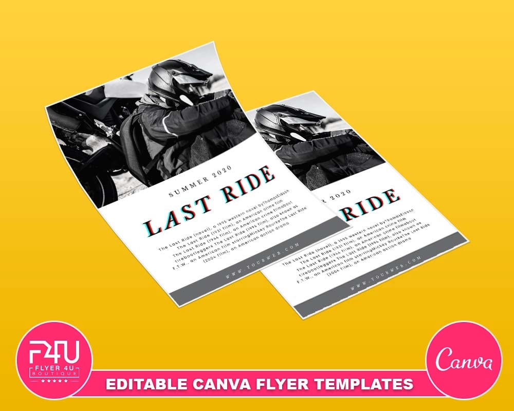 Last Ride Flyer, DIY Canva Last Ride Flyer Template, Editable Canva US ...