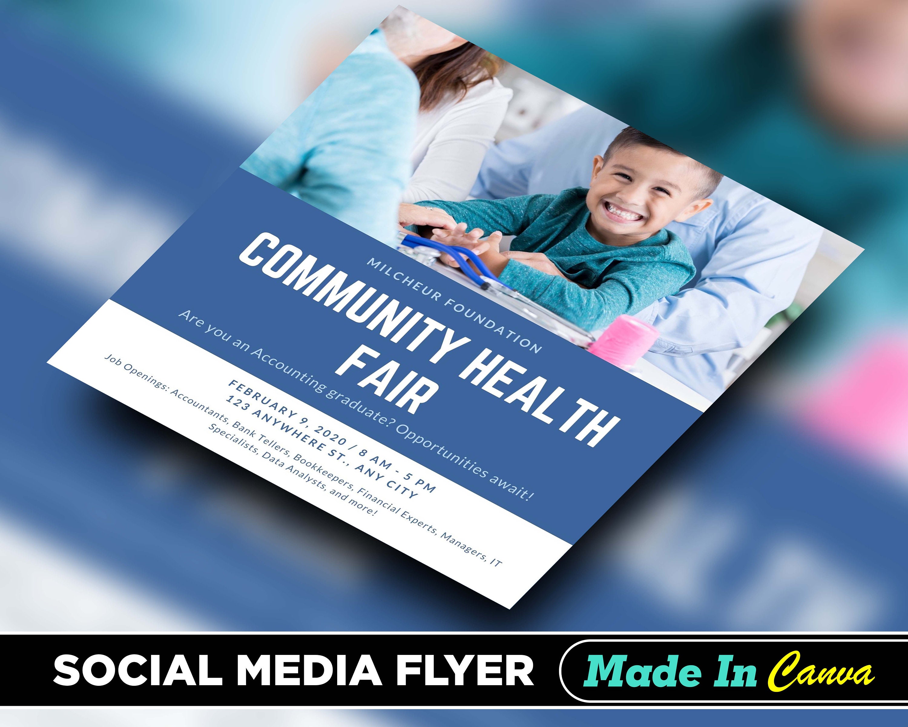 Community Health Fair Flyer, DIY Canva Community Health Fair Flyer ...
