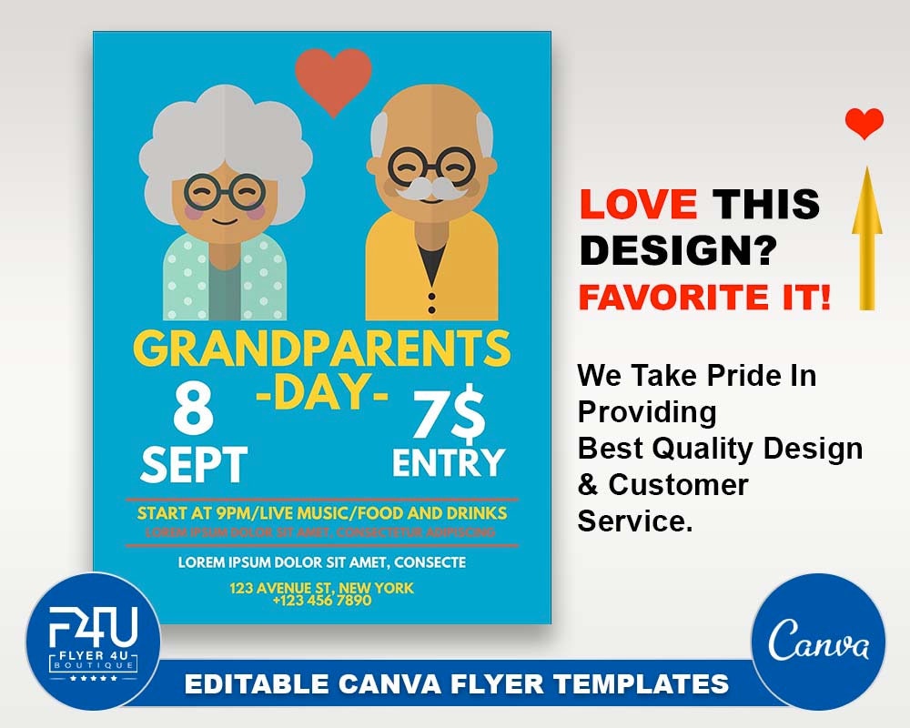 Grandparents Day Flyer DIY Canva Grandparents Day Flyer - Etsy
