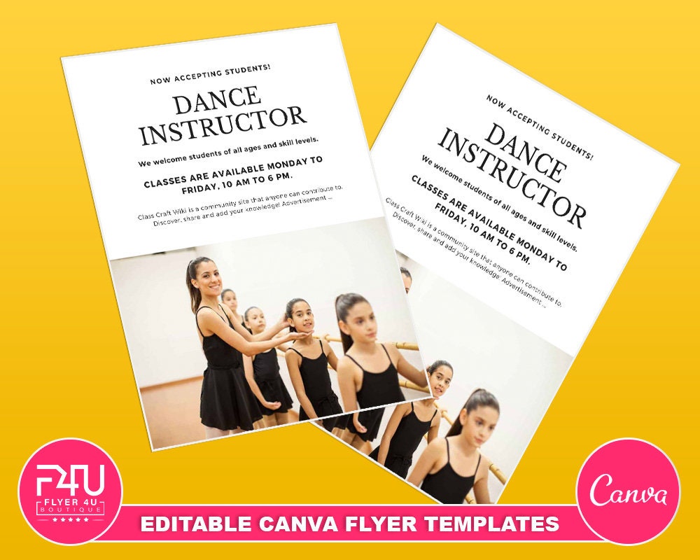 Dance Instructor Flyer DIY Canva Dance Instructor Flyer - Etsy