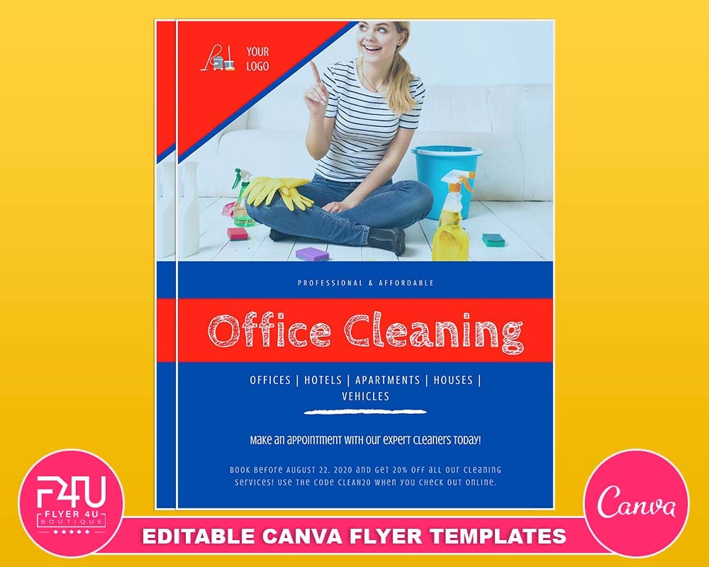 Office Cleaning Flyer, DIY Canva Office Cleaning Flyer Template 2022, Editable Canva US Letter ...