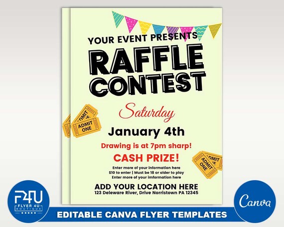 Raffle Flyer DIY Canva Raffle Flyer Template 2022 Editable - Etsy