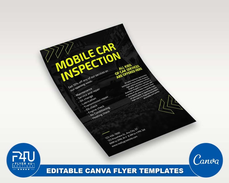 Mobile Car Inspection Flyer DIY Canva Mobile Car Inspection | Etsy