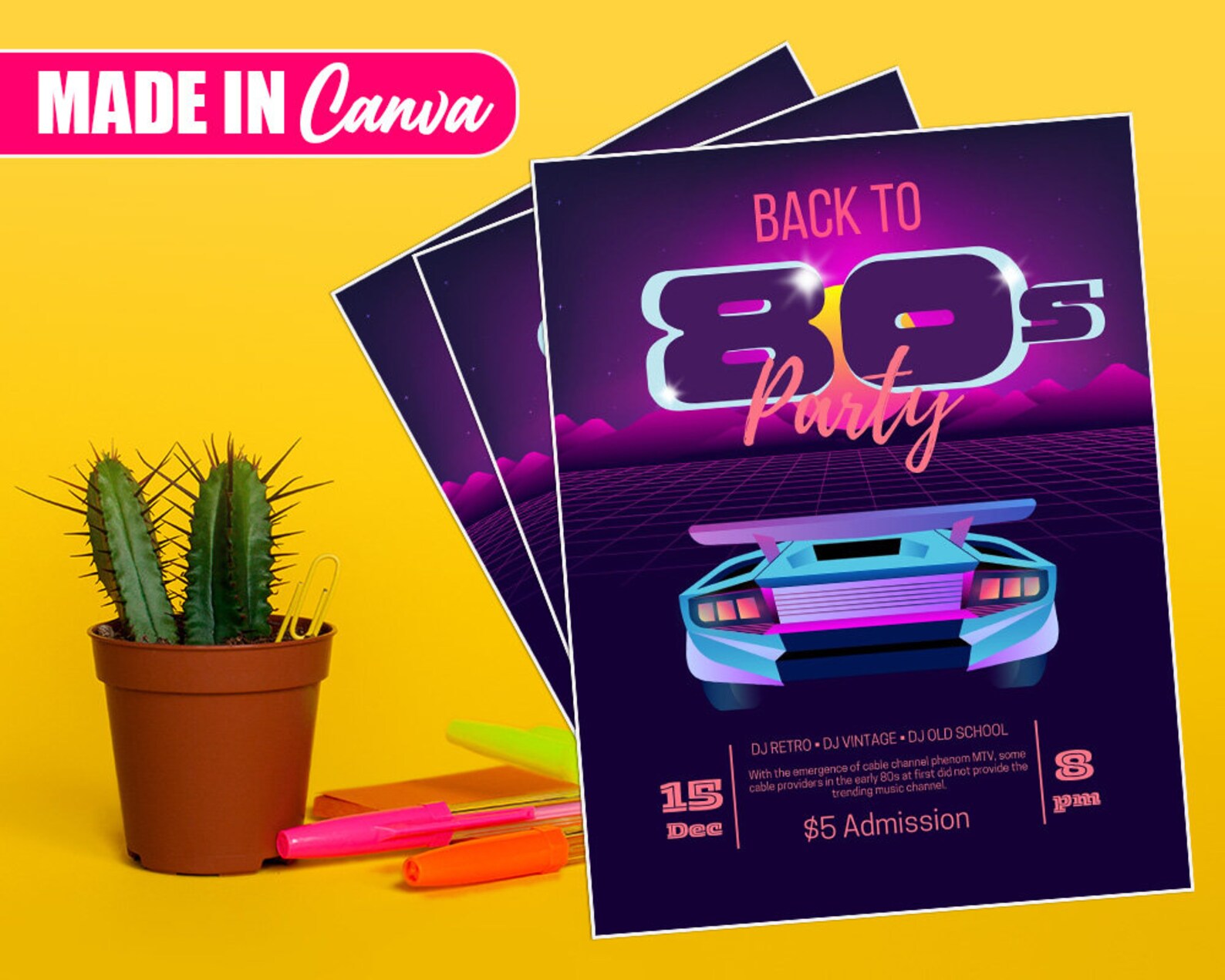 80's Retro Music Flyer, DIY Canva 80's Retro Music Flyer Template 2022 ...